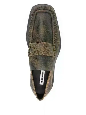 JIL SANDER Cracked-effect Loafers