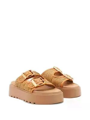 Casadei Birky Ale Woven Platform Sandals - Brown