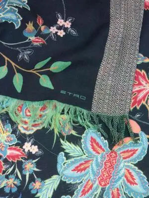 Etro Peacocks-print Wool Scarf