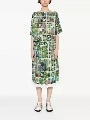 AGNÈS B. Graphic-print Pleated Skirt