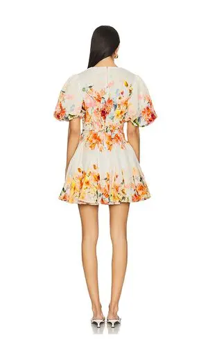 Hemant & Nandita Short Dress With Puffed Sleeves And Floral Print
