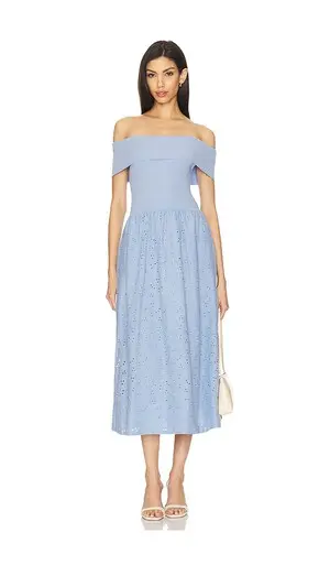Astr The Label Mixed Media Off-shoulder Dress