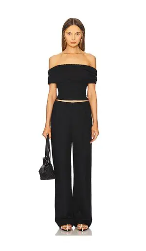 Astr The Label Off Shoulder Textured Knit Top