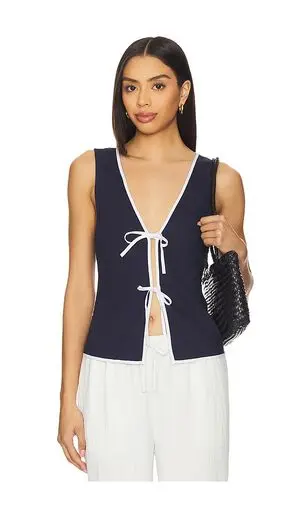 Onia Air Linen Tie Front Top