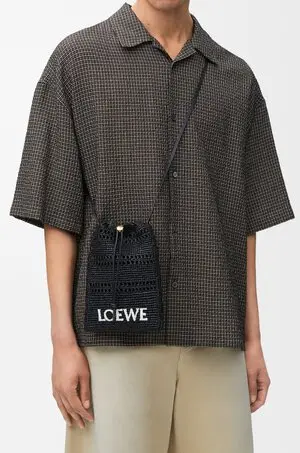 Loewe Raffia Drawstring Pocket - Black