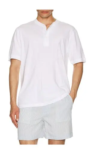 Faherty Brand Short Sleeve Sunwashed Henley - White