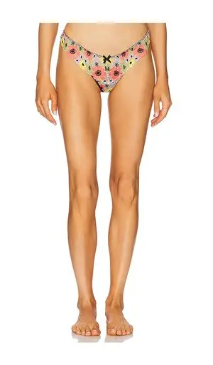 Fleur Du Mal Azalea Embroidery Thong - Black