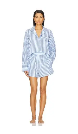 Polo Ralph Lauren Crop & Boxer Pj Set In Blue - White Cloud & Hydrangea
