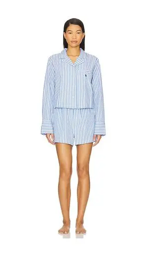 Polo Ralph Lauren Crop & Boxer Pj Set In Blue - White Cloud & Hydrangea