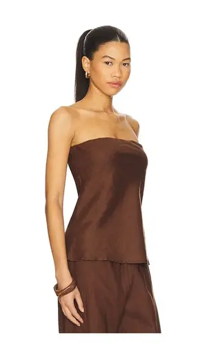 Donni. X Linen Tube Top - Walnut