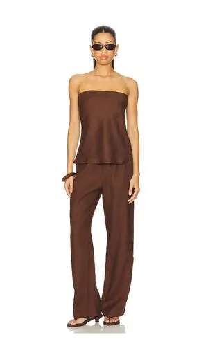 Donni. X Linen Tube Top - Walnut