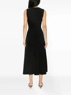 NISSA Scalloped Collar Midi Dress - Black