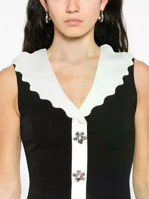NISSA Scalloped Collar Midi Dress - Black