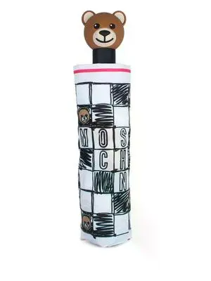Moschino Checkerboard-print Umbrella - White