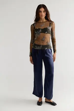 Donni. The Silk Simple Pants - Navy