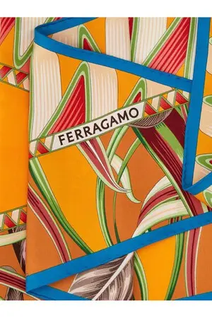 FERRAGAMO Flowers And Butterflies Print Triangle Scarf - Orange