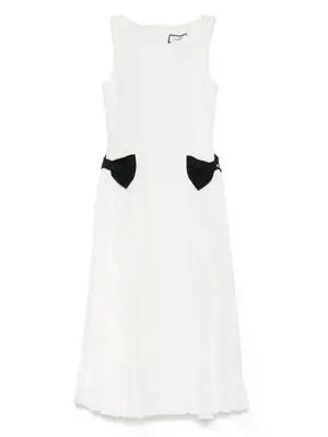 NISSA Bow-detail Midi Dress - White
