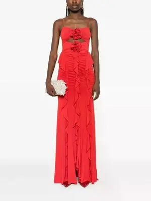 NISSA Floral-appliqué Maxi Dress