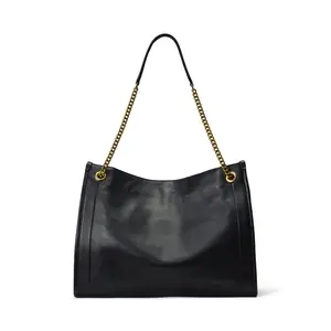 Ralph Lauren Pebbled Leather Large Bradley Tote Bag - Black