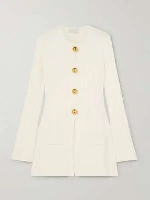 Stella McCartney Stella McCartney Ribbed-Knit Cardigan Natural
