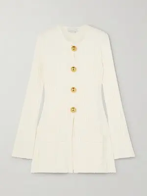 Stella McCartney Ribbed-knit Cardigan - Neutrals
