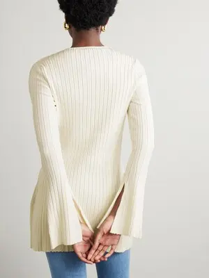 Stella McCartney Ribbed-knit Cardigan - Neutrals