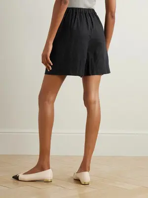 Posse Marchello Pleated Linen Bermuda Shorts - Black