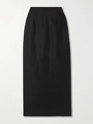 Posse Emma Linen Midi Skirt - Black