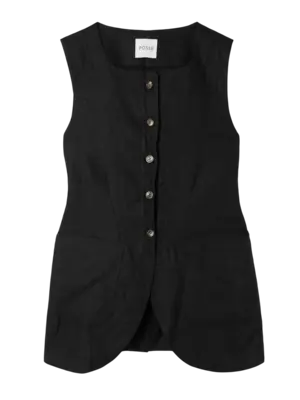 Posse Emma Linen Vest - Black