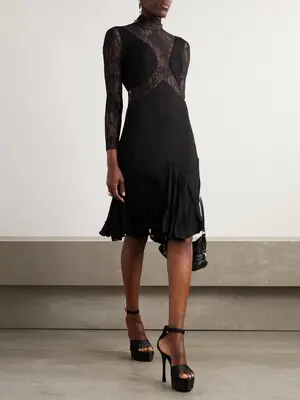 Givenchy Lace And Knitted Midi Dress