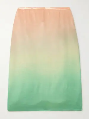 JIL SANDER Dégradé-satin Midi Skirt - Green