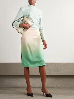JIL SANDER Dégradé-satin Midi Skirt - Green