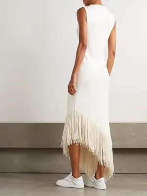 Gabriela Hearst Awar Fringed Silk-bouclé Maxi Dress - Neutrals