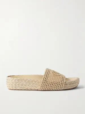 Chloé Isla Crocheted Raffia Slides - Neutrals