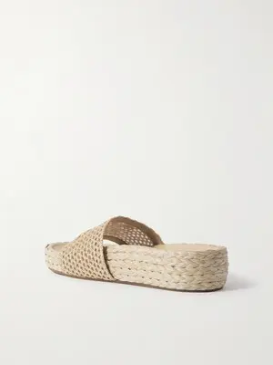 Chloé Isla Crocheted Raffia Slides - Neutrals