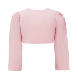 TULLEEN Cropped Satin Cardigan - Peach