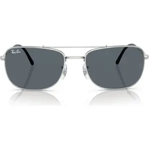 Ray-ban 62mm Rectangular Sunglasses - Silver