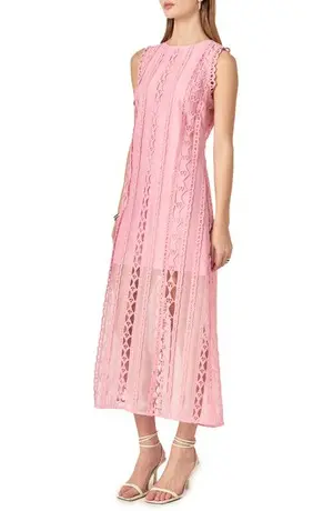 Endless Rose Lace Overlay Midi Dress - Pink