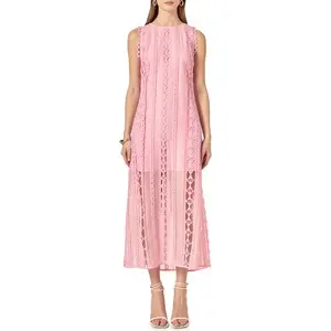 Endless Rose Lace Overlay Midi Dress - Pink
