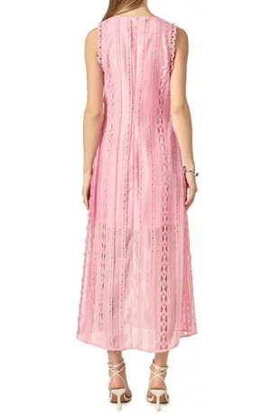 Endless Rose Lace Overlay Midi Dress - Pink