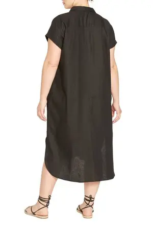 Universal Standard Dune Linen Blend Midi Shirt Dress - Black
