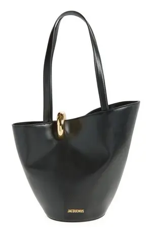 Jacquemus The Medium Bambola Asymmetric Leather Bucket Bag - Black 990