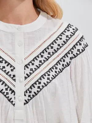 RO&ZO Embroidered Yoke Blouse