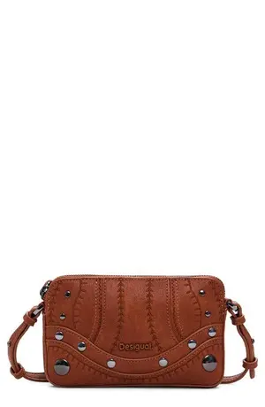 Desigual Medium Embroidered Faux Leather Convertible Wallet - Camel
