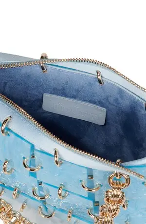 Jeffrey Campbell Les-filles Shoulder Bag - Light Blue Satin Combo