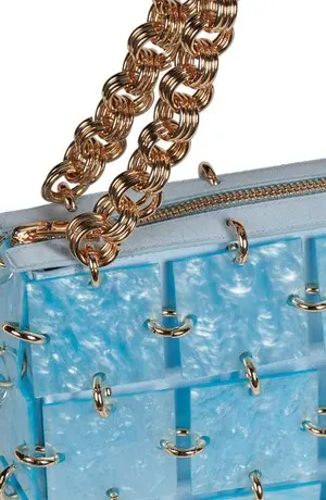 Jeffrey Campbell Les-filles Shoulder Bag - Light Blue Satin Combo