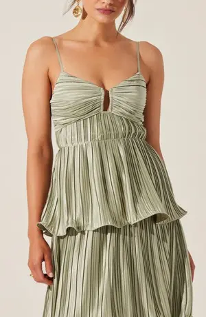 Astr The Label Lupin Plissé Sleeveless Tiered Maxi Dress