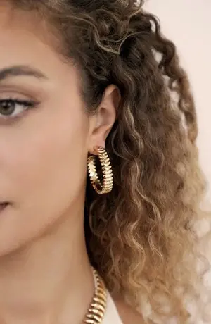 Ettika Vortex Medium Hoop Earrings - Gold