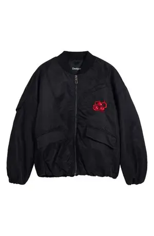 Desigual Cherry Embroidered Bomber Jacket