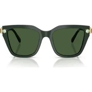 SWAROVSKI 53mm Irregular Sunglasses - Dark Green /dark Green